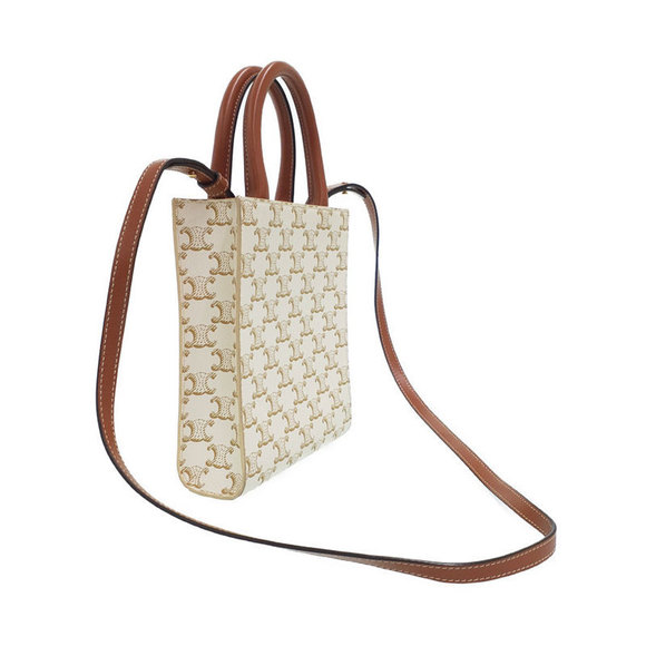 Celine | Bags | Celine White Canvas Bag Mini Triomphe 2way | Poshmark